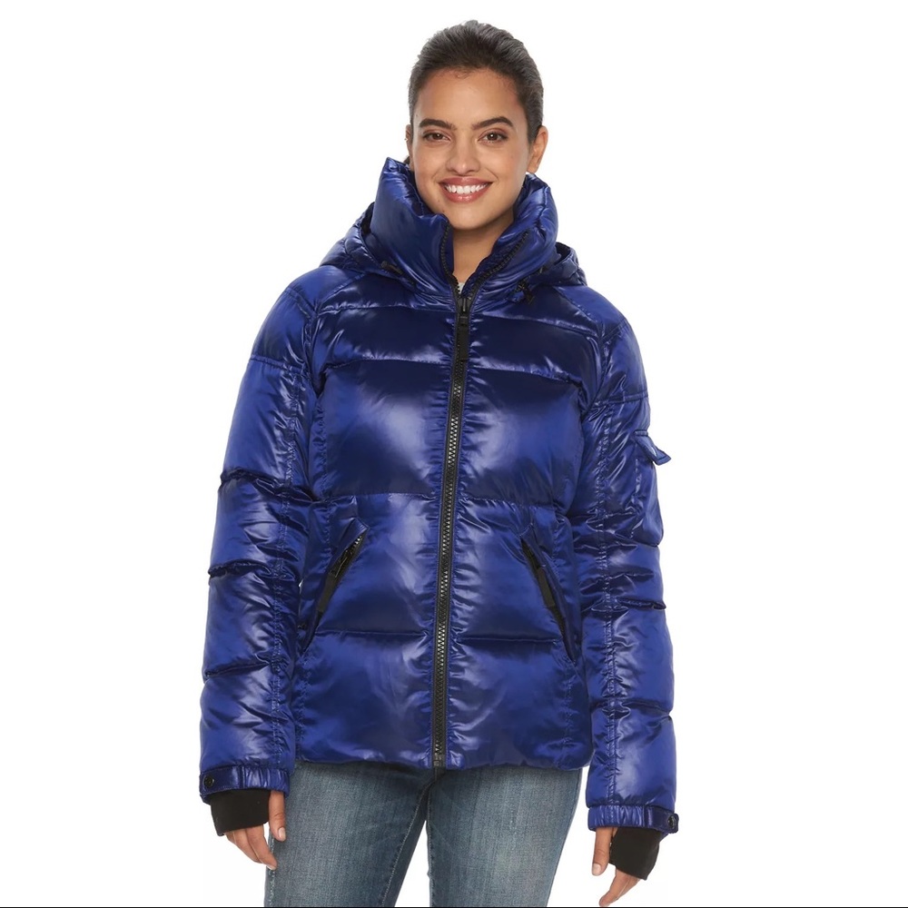 S13 Kylie Hooded Metallic Down Jacket - Gem